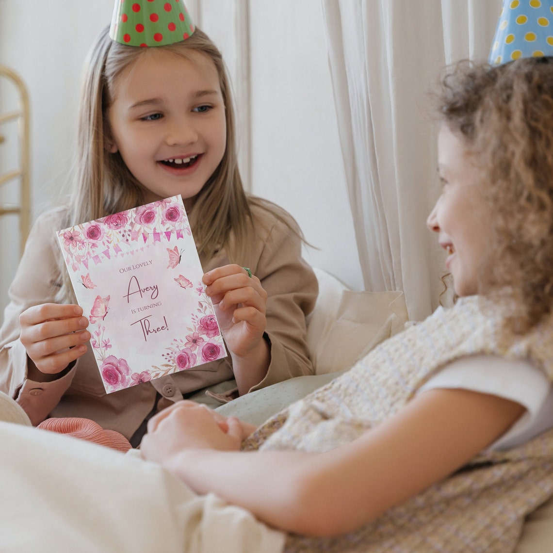 Mobile Birthday Invitation Ecard butterfly Pink Girls Editable Template ...