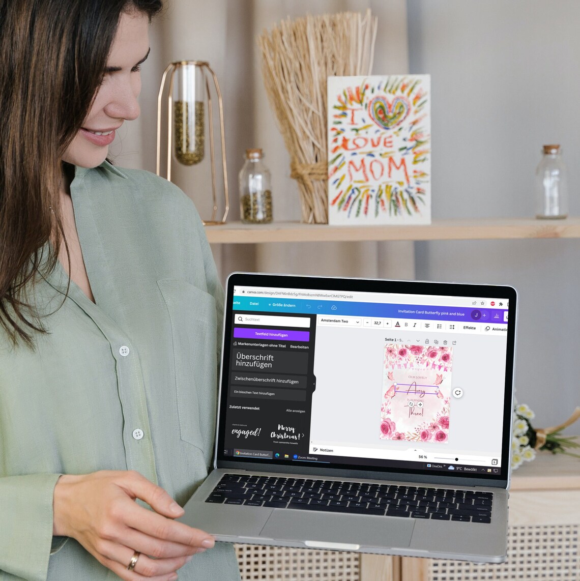 Mobile Birthday Invitation Ecard butterfly Pink Girls Editable Template ...