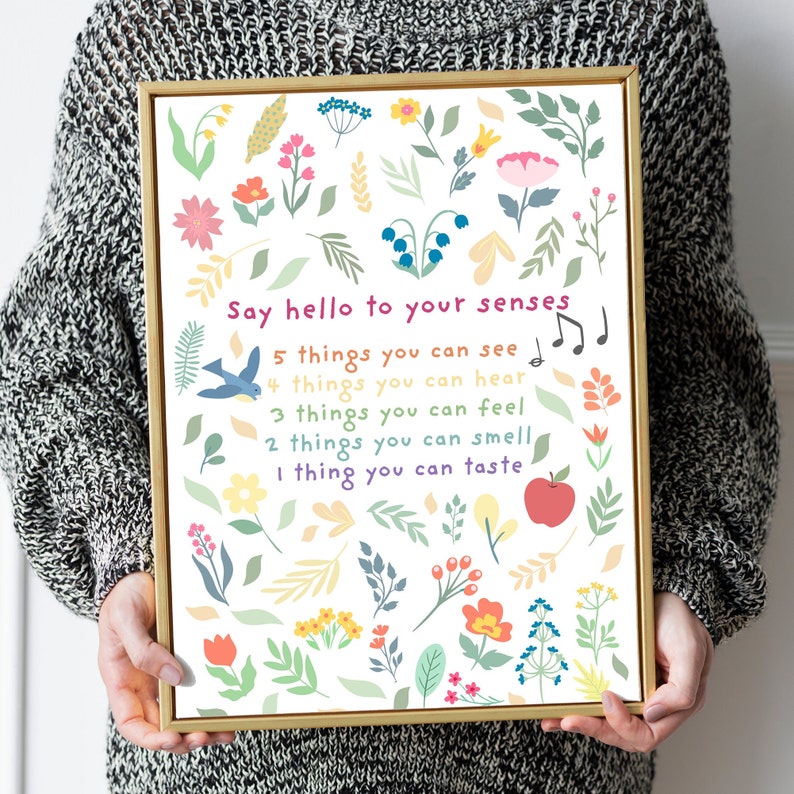 5 Senses Kids Happy Calming Corner Meditation | Digital Download Art ...