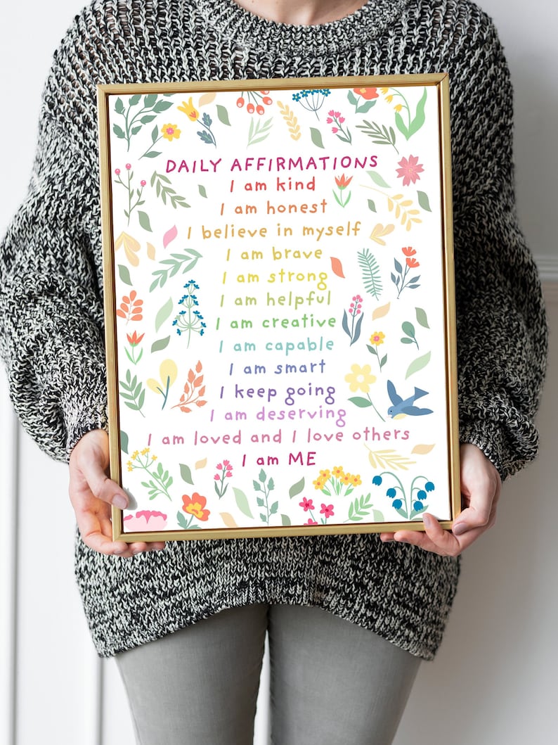 Positive Affirmations Happy Kids Calming Corner Digital Download Art ...