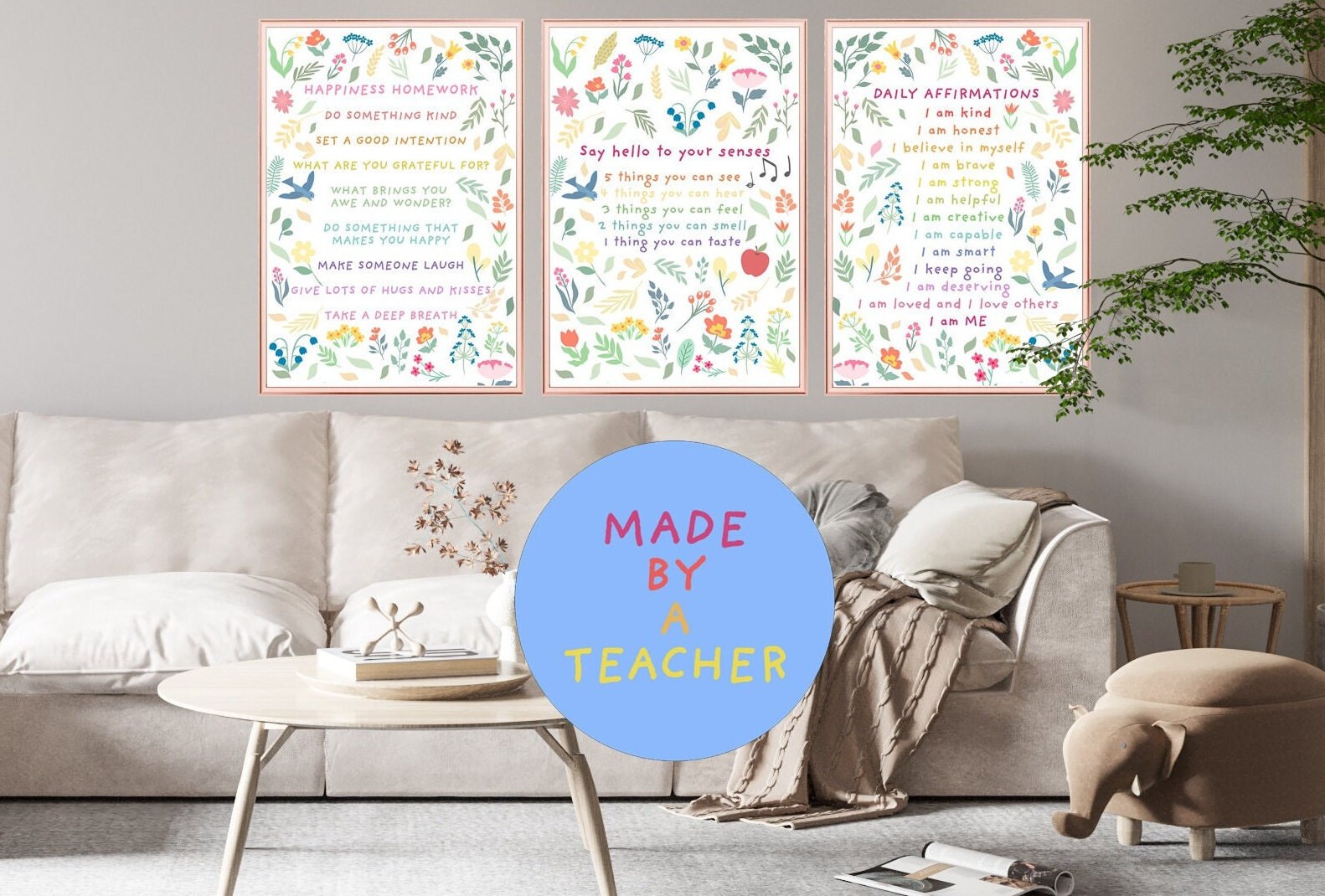 Positive Affirmations Happy Kids Calming Corner Digital Download Art ...