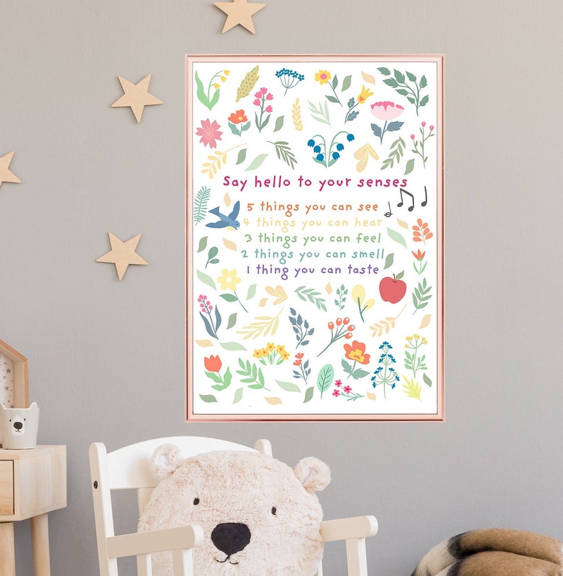 5 Senses Kids Happy Calming Corner Meditation | Digital Download Art ...