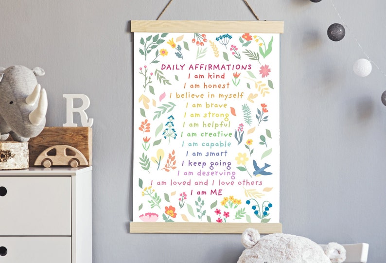 Positive Affirmations Happy Kids Calming Corner Digital Download Art ...