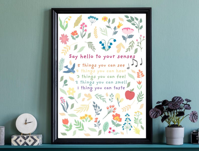 5 Senses Kids Happy Calming Corner Meditation | Digital Download Art ...