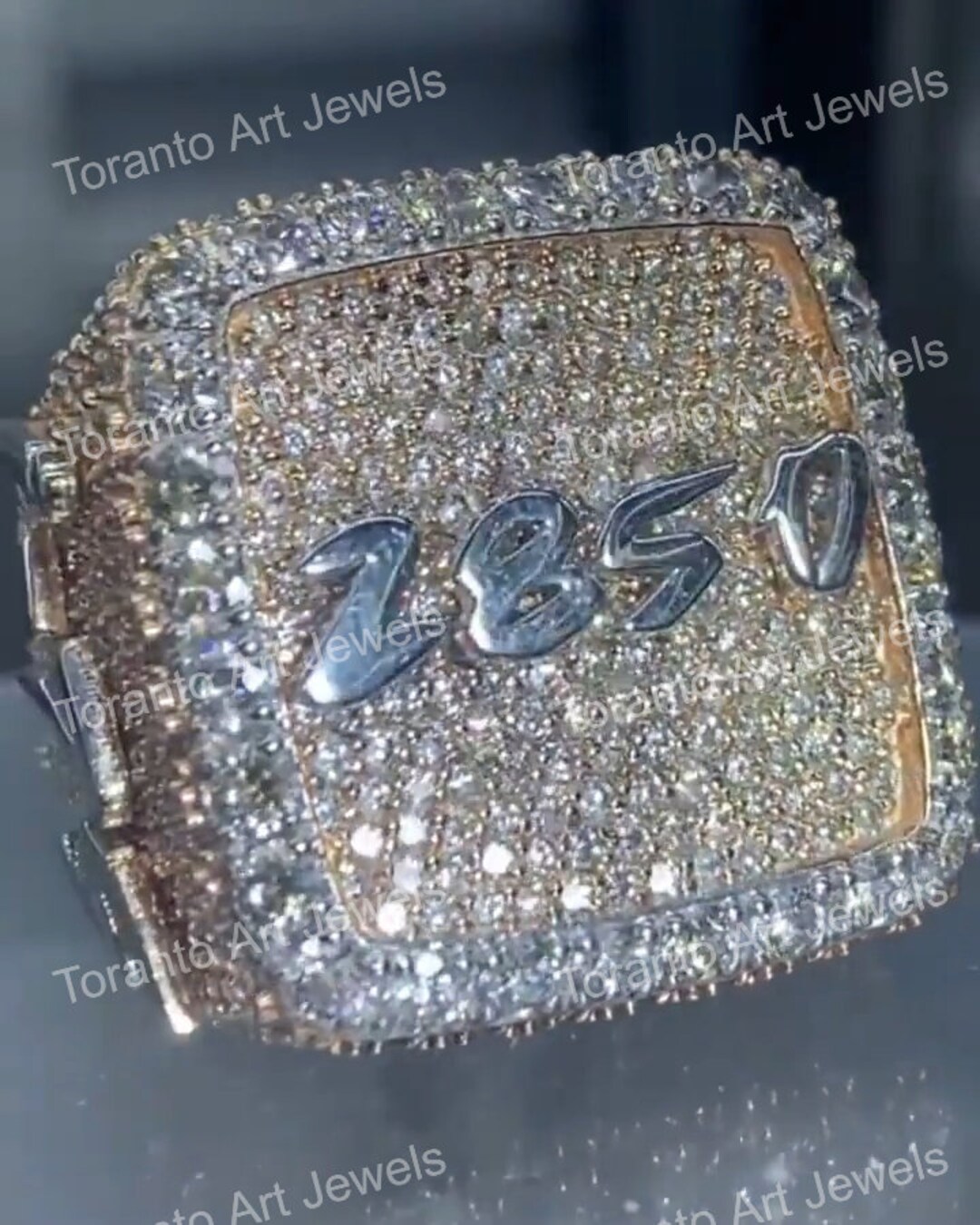 Personalized Letter Number Ring, Iced Out Wedding Men's Gift Ring, 6 ...