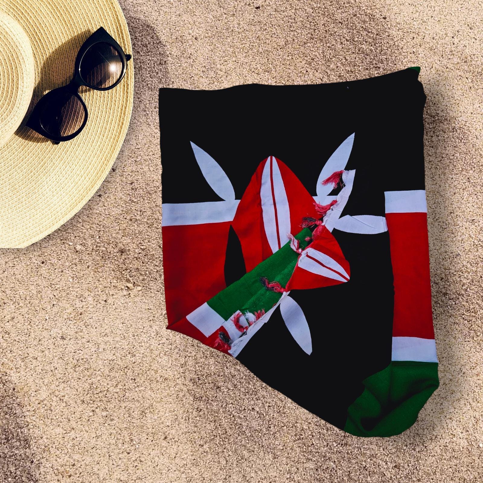 Kenyan Flag African Kanga/kenyan Flag Leso / Kenyan Flag Beach Wrap ...
