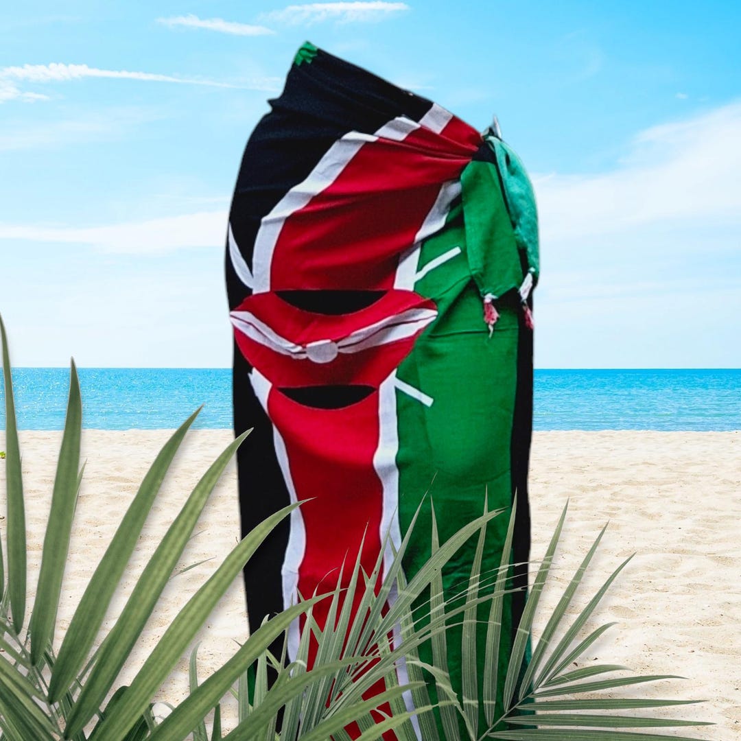 Kenyan Flag African Kanga/kenyan Flag Leso / Kenyan Flag Beach Wrap ...