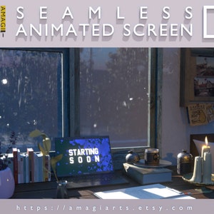 Cozy Rainy Window Vtuber Overlay - Starting Soon Screen, Stream Overlay ...
