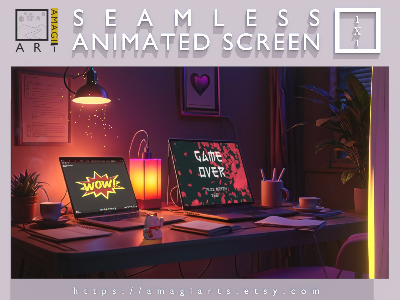 Animated Cozy Room Dreamy Night Background - Twitch, Streamer, Vtuber ...