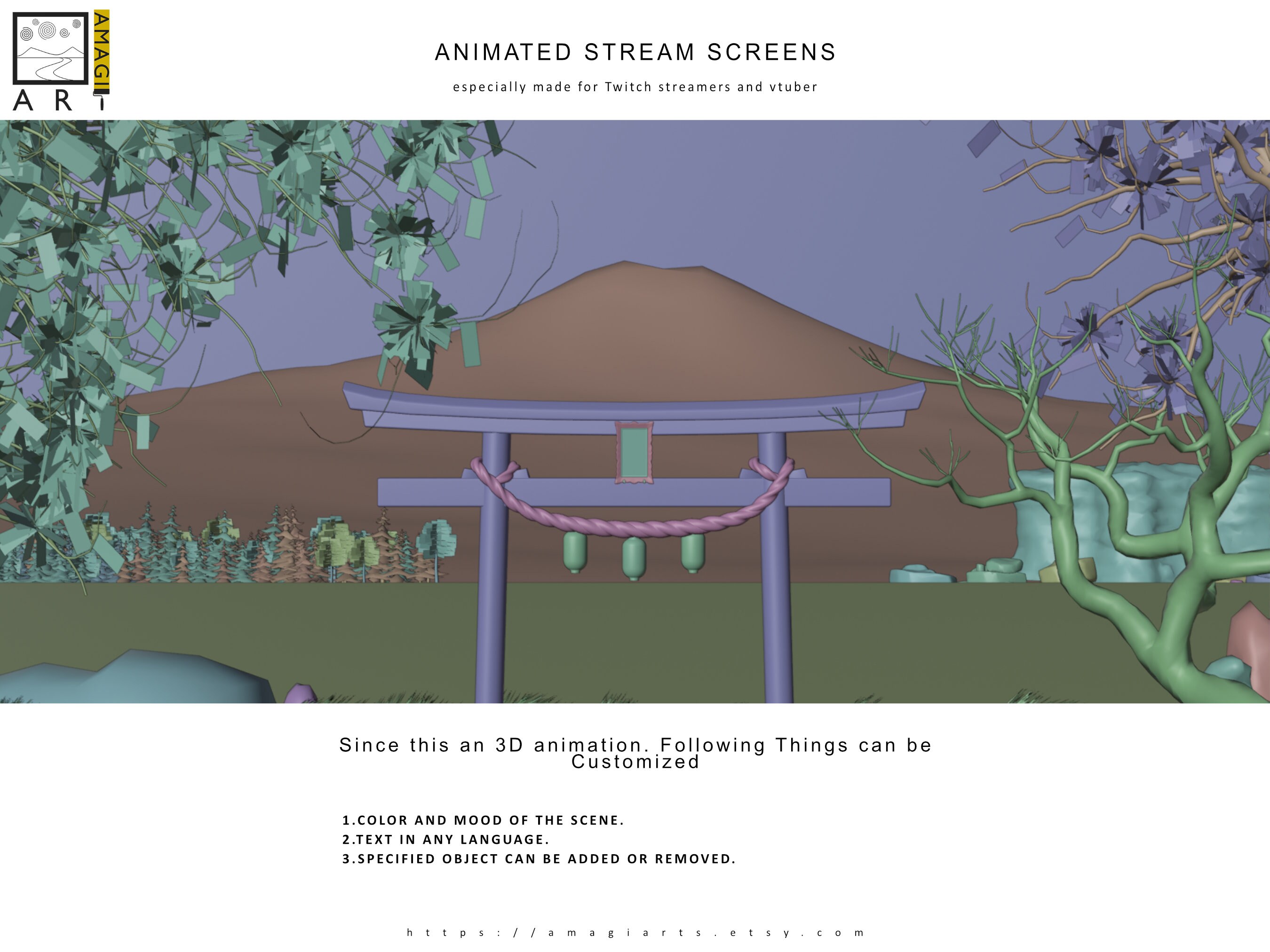 Anime Mount Fuji Shrine Animated Starting Soon Overlay Twitch & Vtuber ...