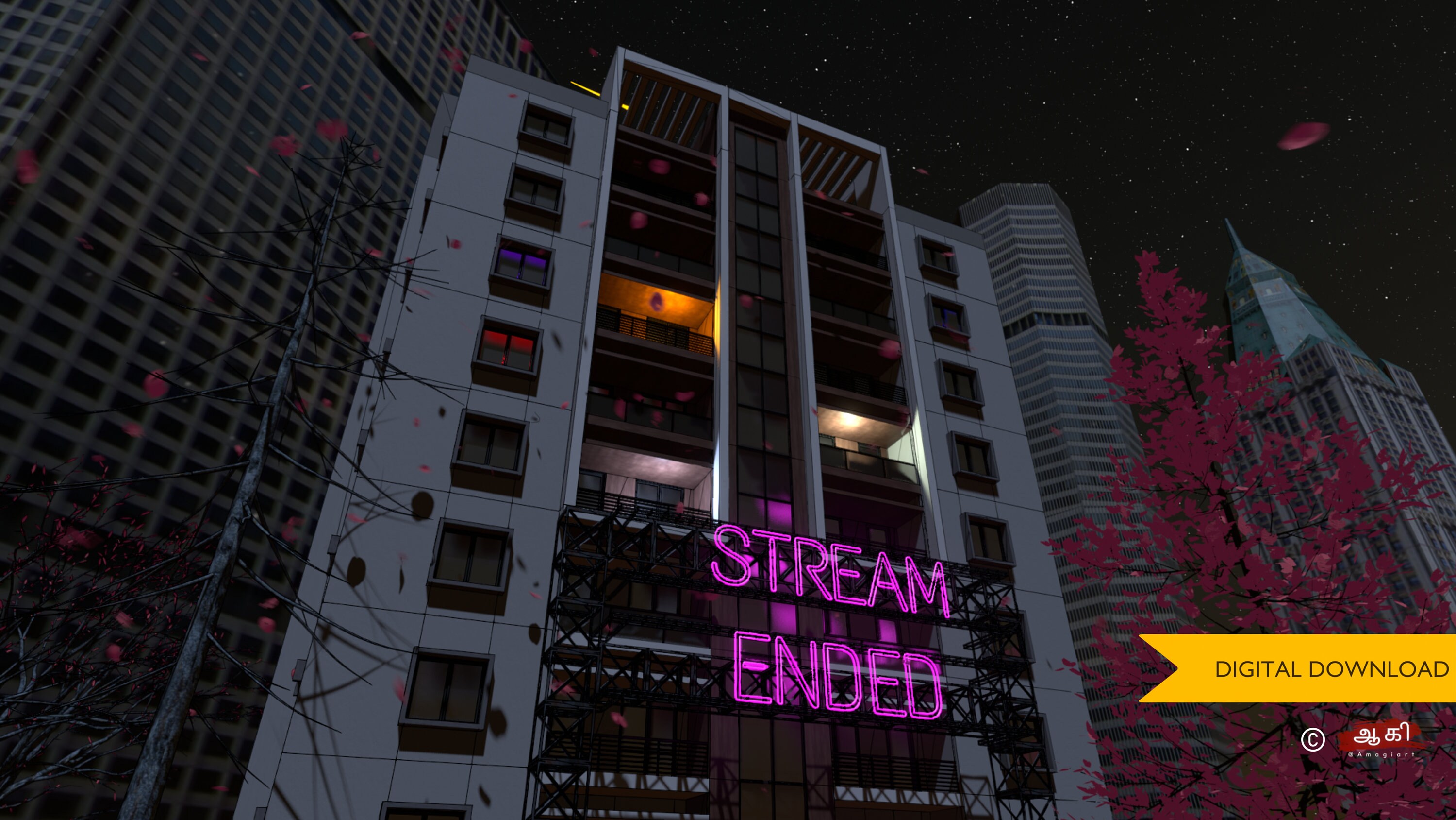 Lofi Stream Screen, Neon Sign, Twitch Screen, Stream Ended, Night Vibes ...