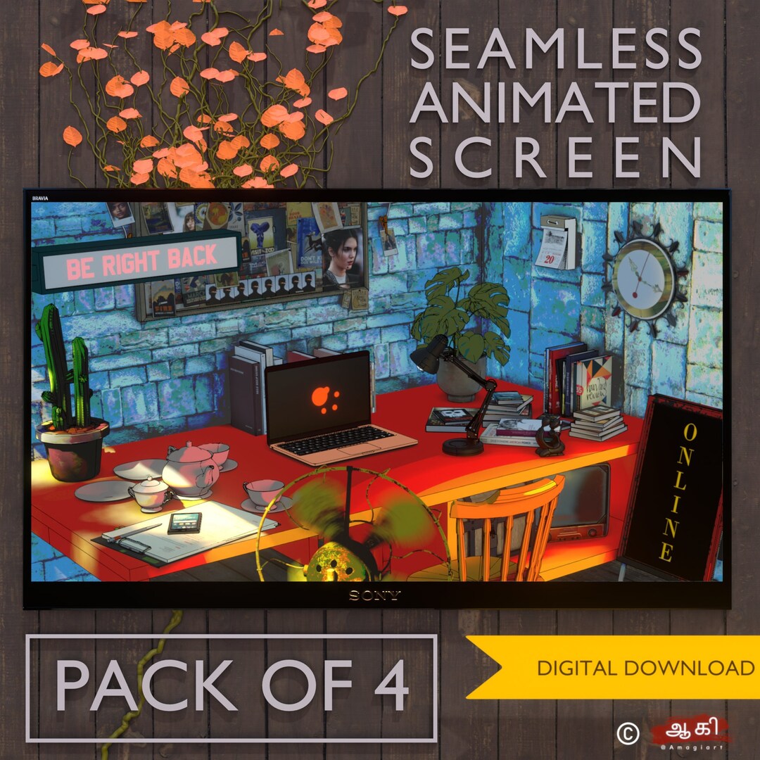 Animated Virtual Background Cozy Stream Overlay Be Right - Etsy