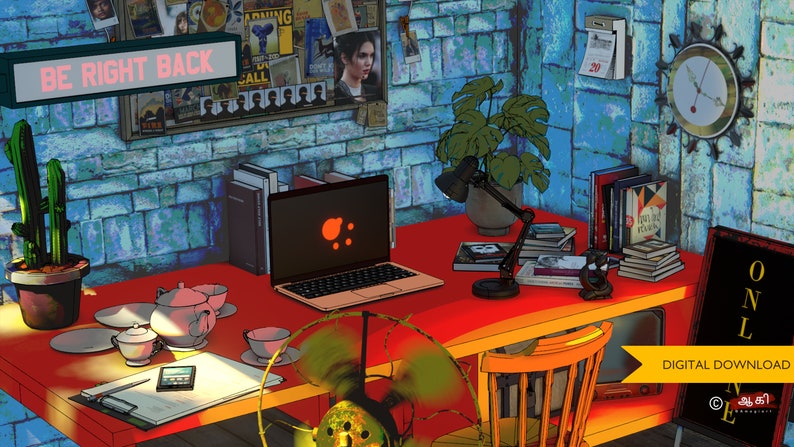 Animated Virtual Background Cozy Stream Overlay Be Right - Etsy