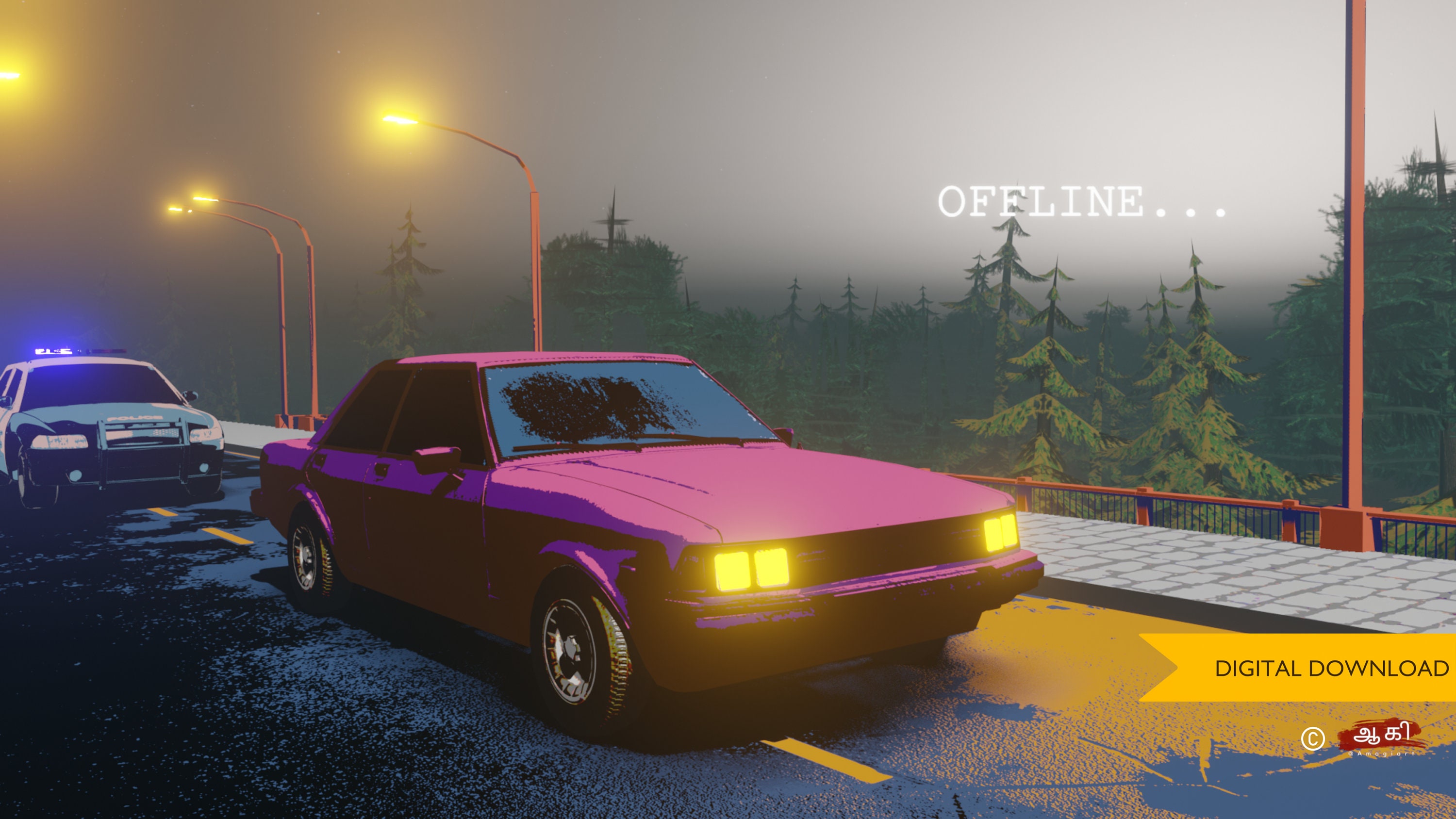 Car Chase Animated Stream Screen: Night Twitch Overlay (digital ...