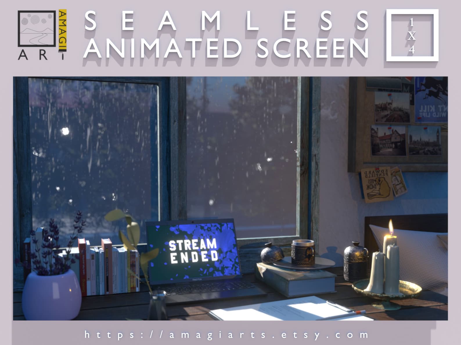 Cozy Rainy Window Animated Vtuber Overlay: Starting Soon Screen ...