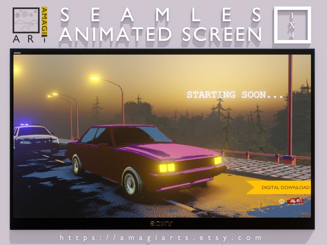Animated Virtual Background, Car Chase, Night Twitch Overlay, Animated ...