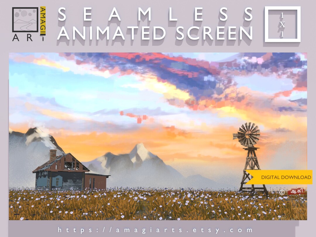 Animated Stream Screen: Rustic Windmill Landscape (digital Download) - Etsy