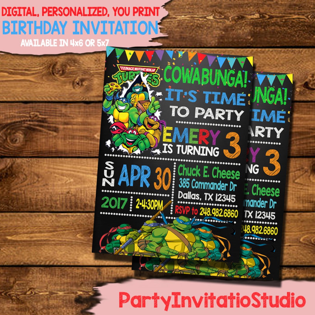 Ninja Turtle Birthday Invitation, Ninja Turtles Invitation, Digital ...