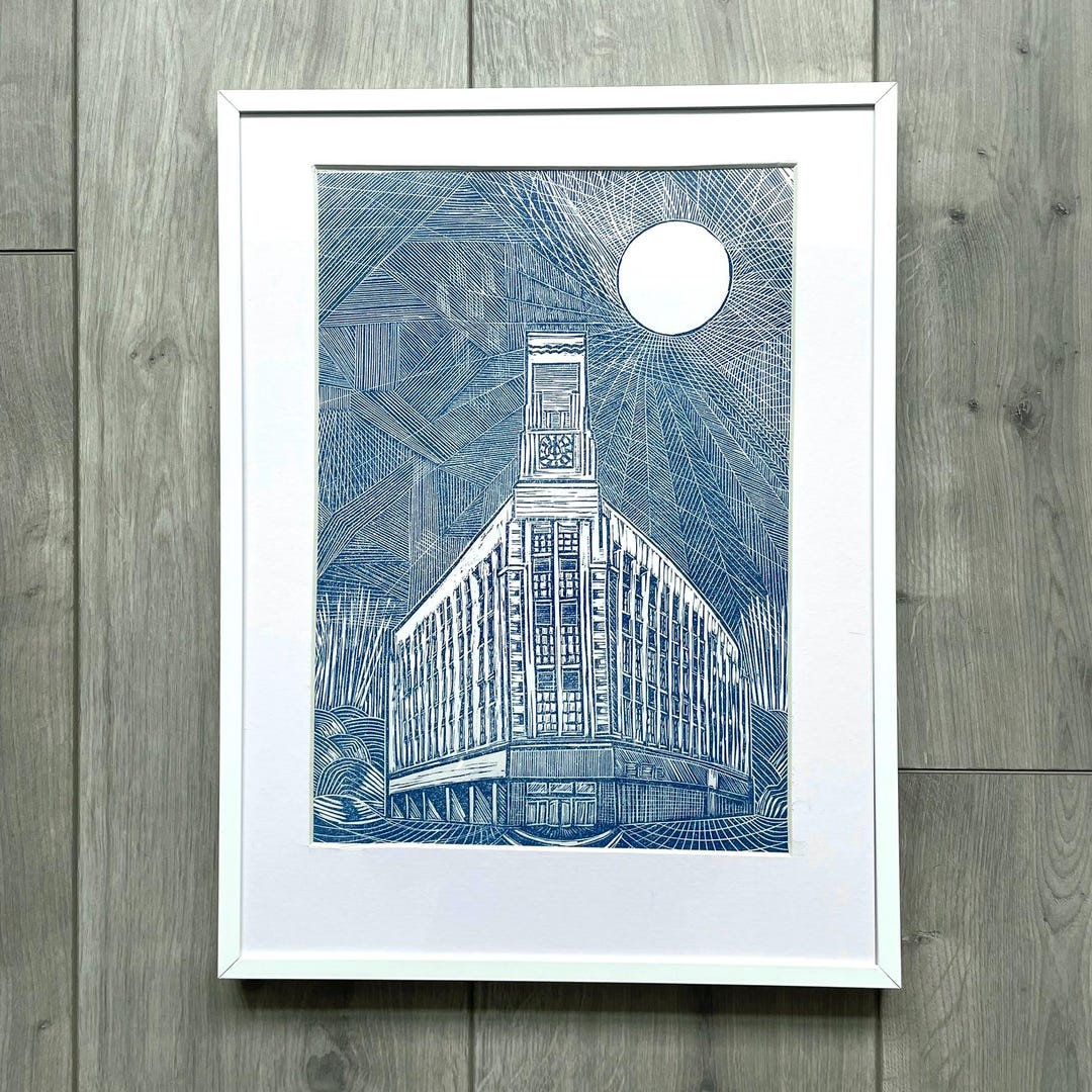 The Other Side of the Moon, Linocut Print, Art Deco Print, Art Deco ...