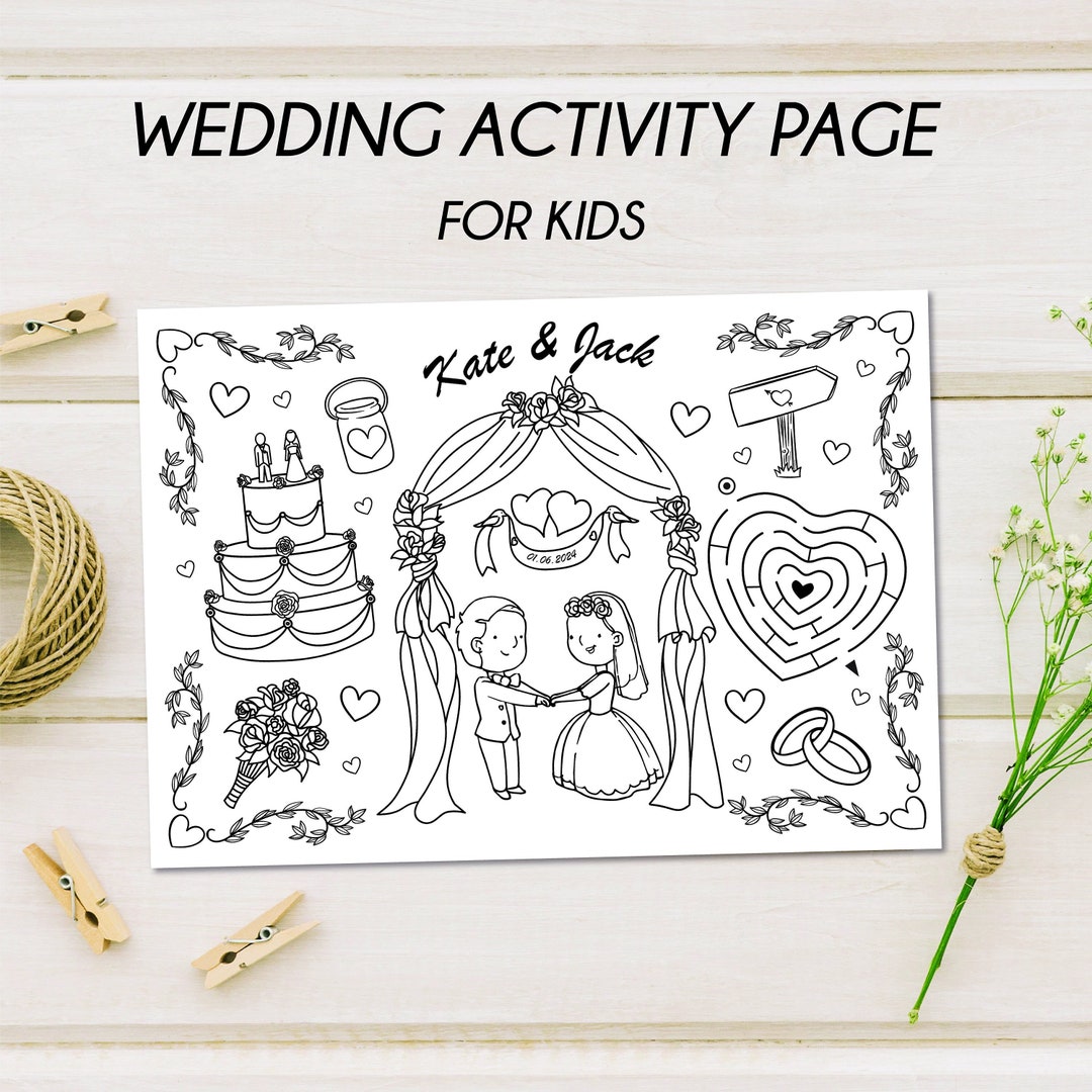 Customized Wedding Coloring Page for Kids, Wedding Activity Book ...
