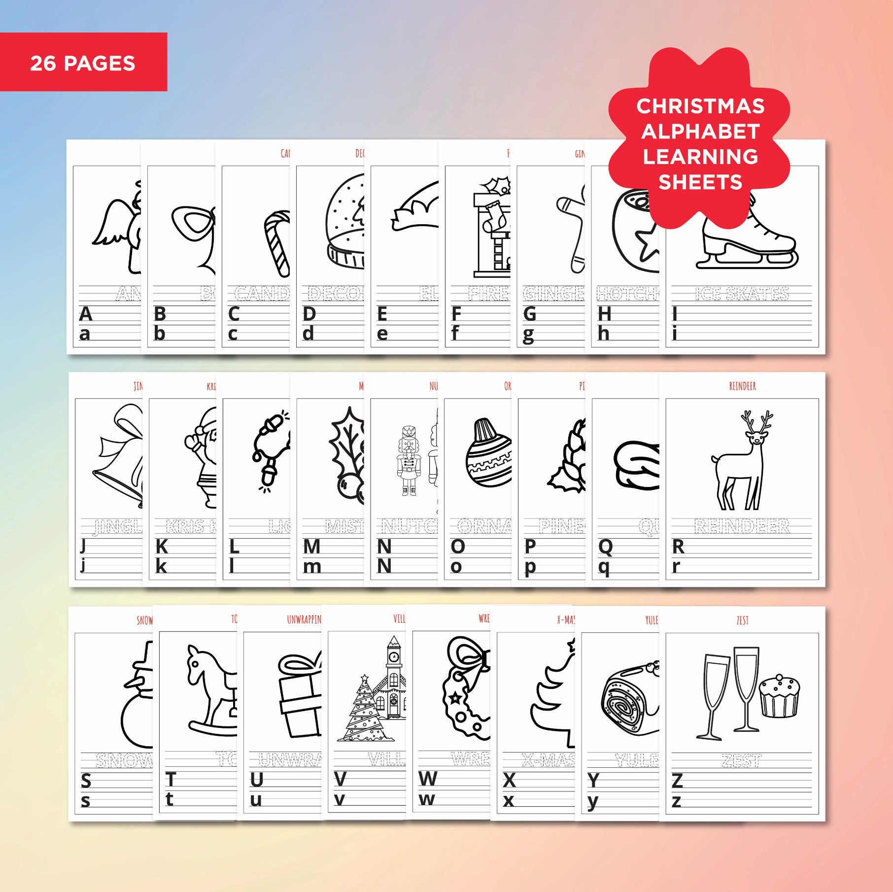 50 Printable Christmas Activity Sheets, Christmas Preschool Activity ...