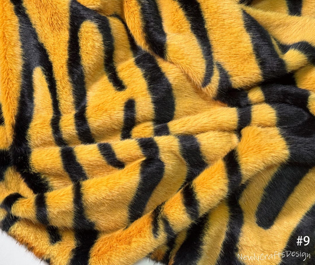 Gold Tiger Print Faux Fur Fabric,wave Tiger Print Fabric,short Pile ...