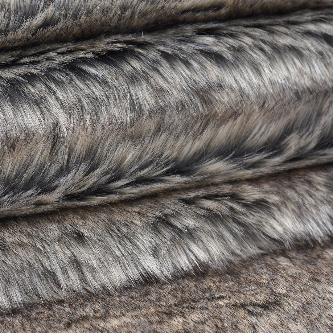 Fox Faux Fur Fabric, Natural Gradient Fade Gray Fox Fur, Long Pile Fun ...