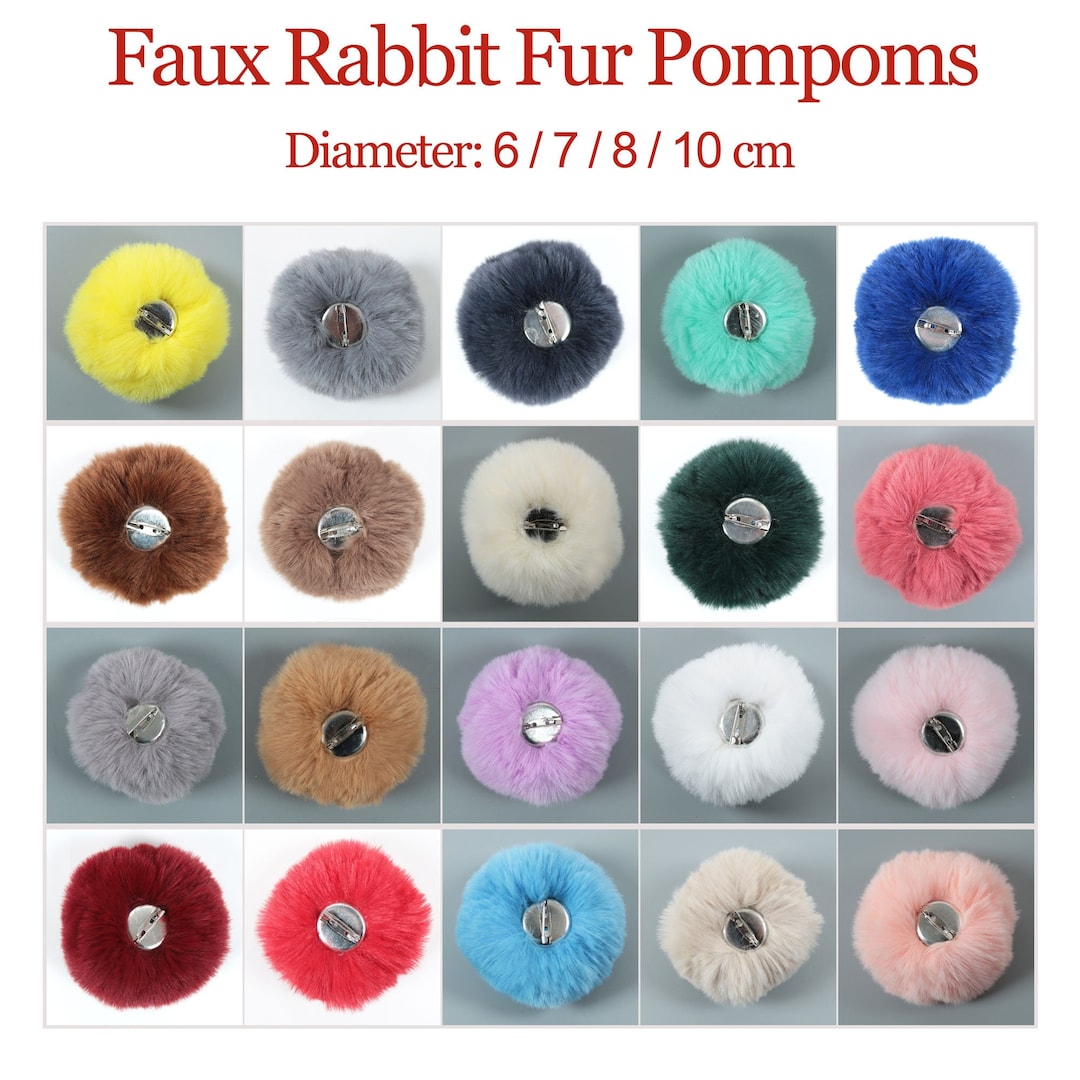 Rabbit Faux Fur Pom Pom,fluffy Pompom Ball With Pines,detachable Fur ...