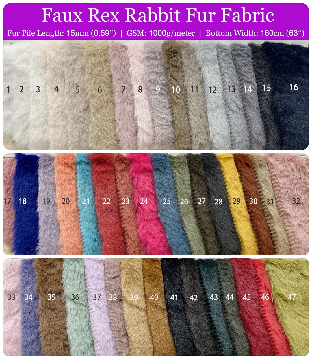 Faux Fur Fabric, Fursuit Material, Rex Rabbit Minky Plush Fake Fur ...