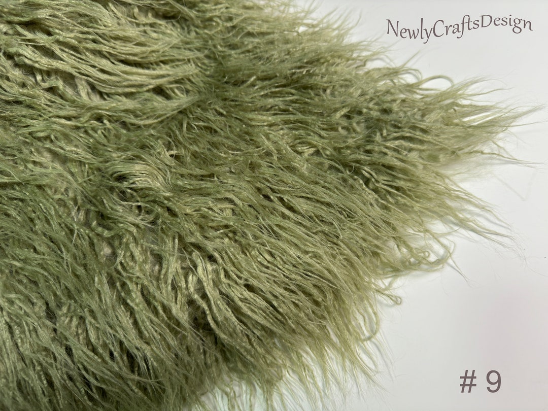 Moss Green Mongolian Faux Fur Fabric,long Pile Fake Fur Material for ...