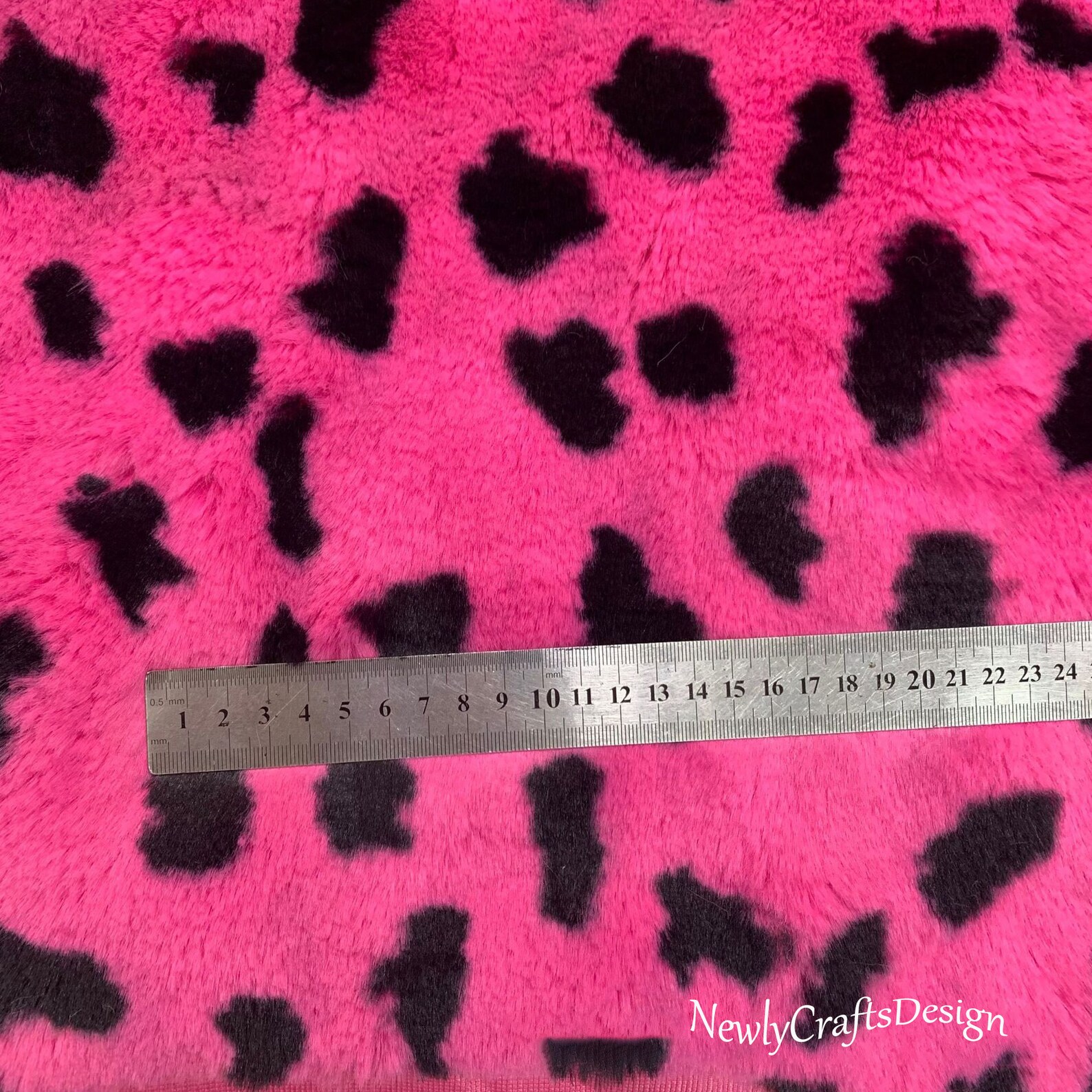 Hot Pink Leopard Print Faux Fur Fabric,animal Print Rabbit Fake Fur ...