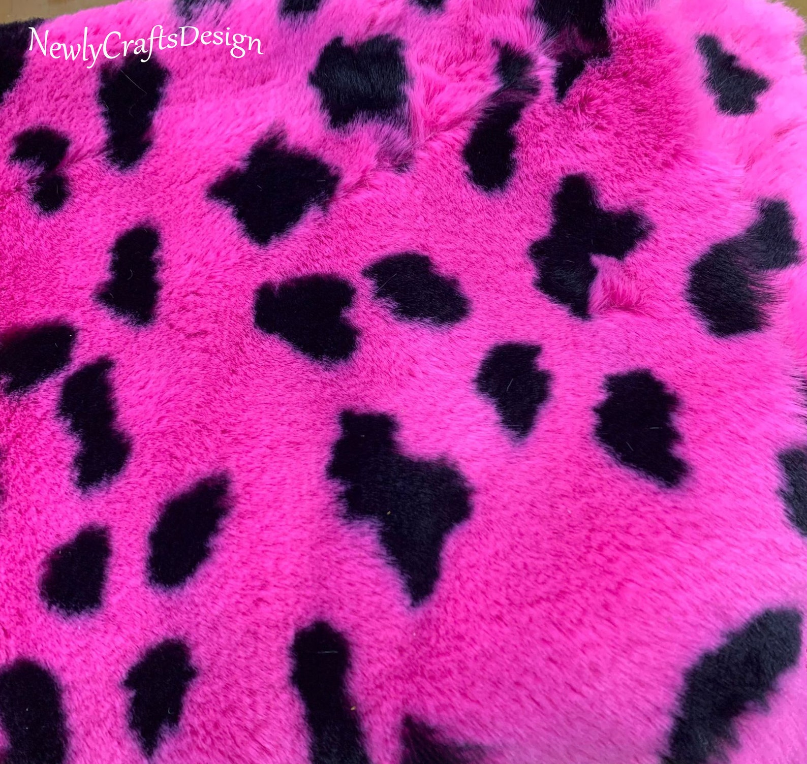 Hot Pink Leopard Print Faux Fur Fabric,animal Print Rabbit Fake Fur ...