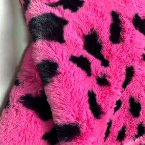 Hot Pink Leopard Print Faux Fur Fabric,animal Print Rabbit Fake Fur ...