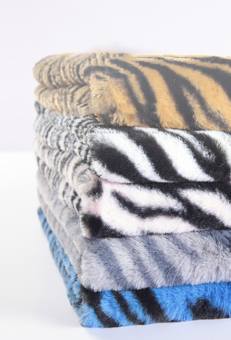 Zebra Print Faux Rabbit Fur,cat Cow Tiger Leopard Pattern Fake Fur for ...