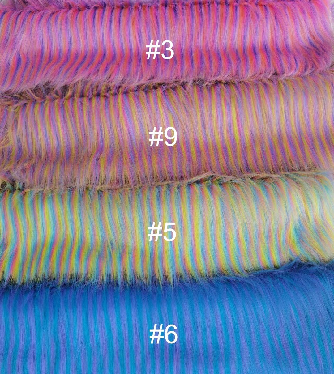Colorful Striped Faux Fur Fabric,long Pile Fur,fursuit Fabric,imitation ...