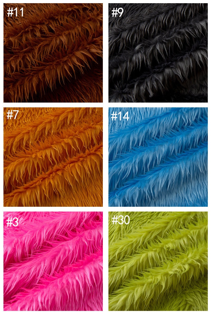 Shaggy Faux Fur Fabric, Colorful Long Pile Furs for DIY Craft Supply ...