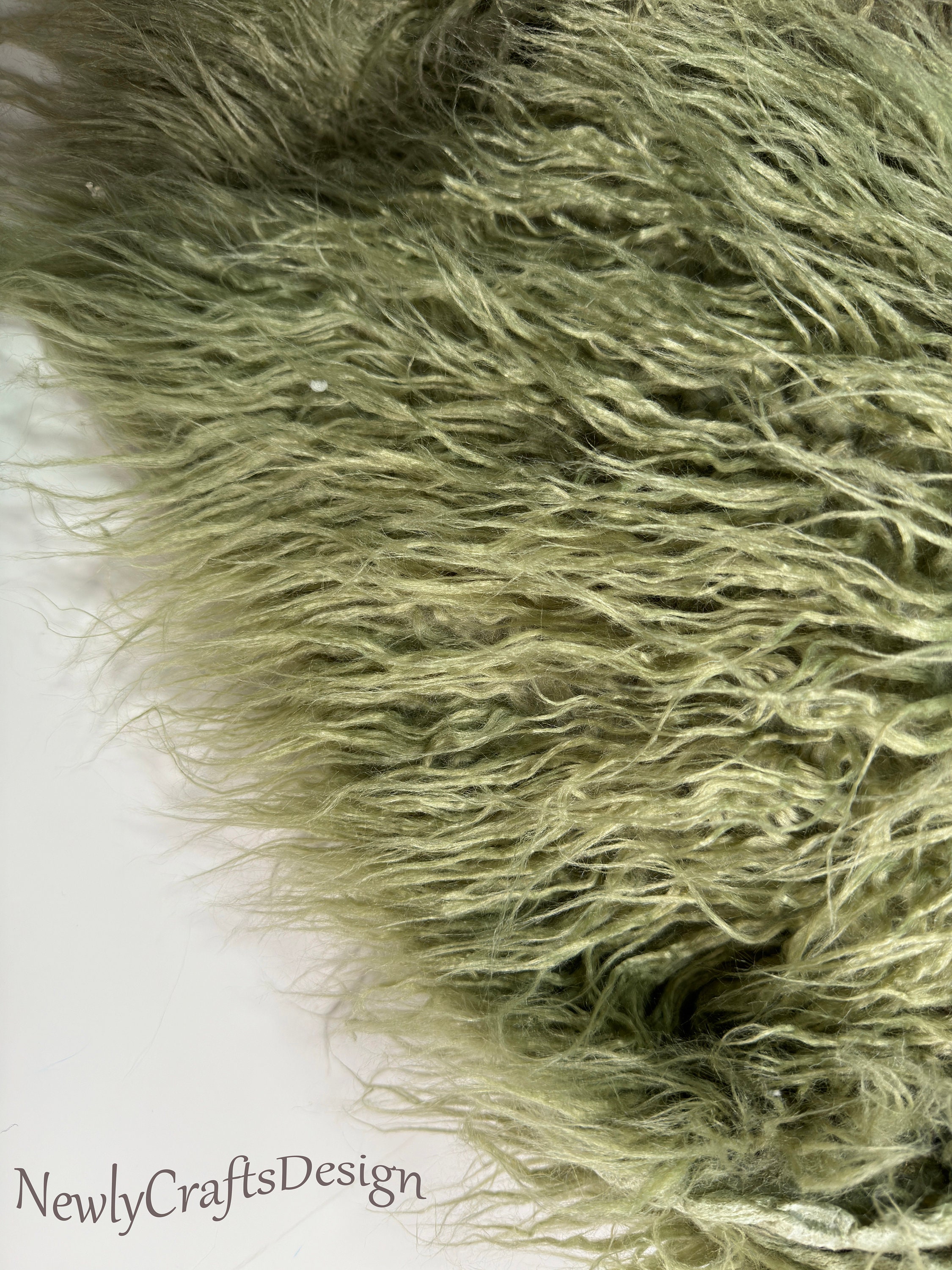 Moss Green Mongolian Faux Fur Fabric,long Pile Fake Fur Material for ...