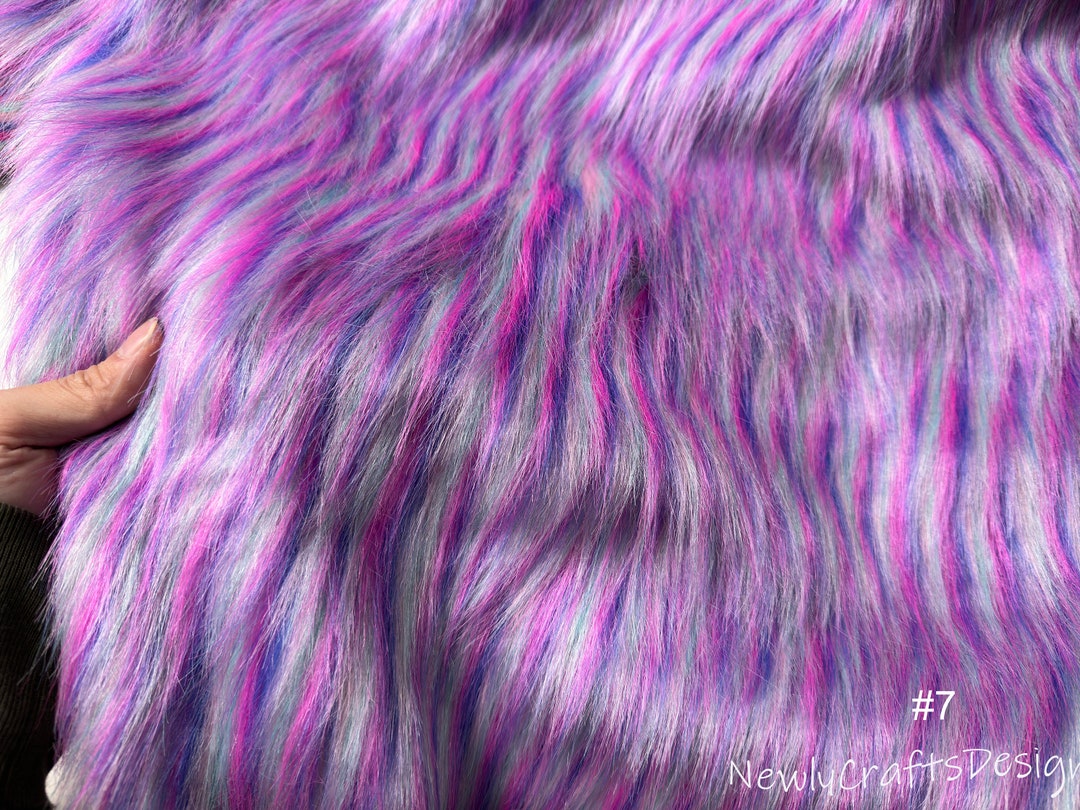 Long Pile Fur,purple Striped Faux Fur Fabric,luxury Shag Fur Fox Fur ...