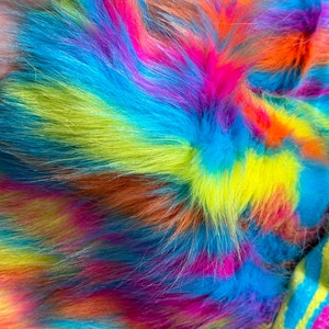 Rainbow Shaggy Fur,colorful Wavy Faux Fur Fabric,stripe Long Pile Fur ...