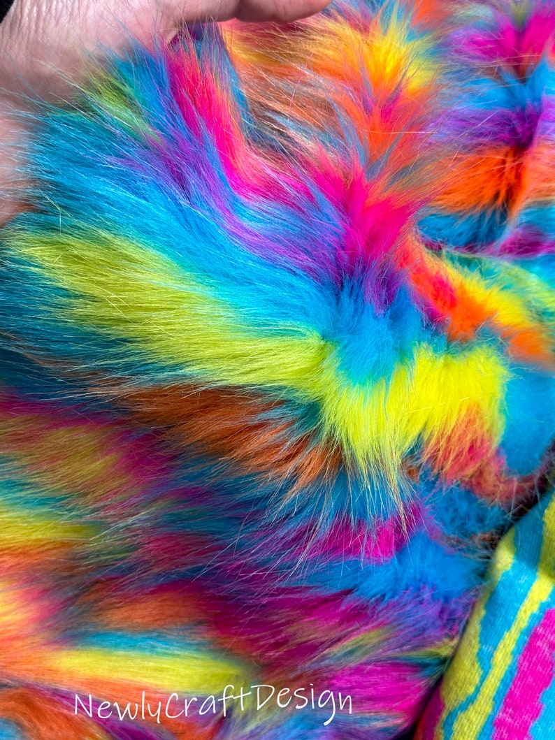 Rainbow Shaggy Fur,colorful Wavy Faux Fur Fabric,stripe Long Pile Fur ...
