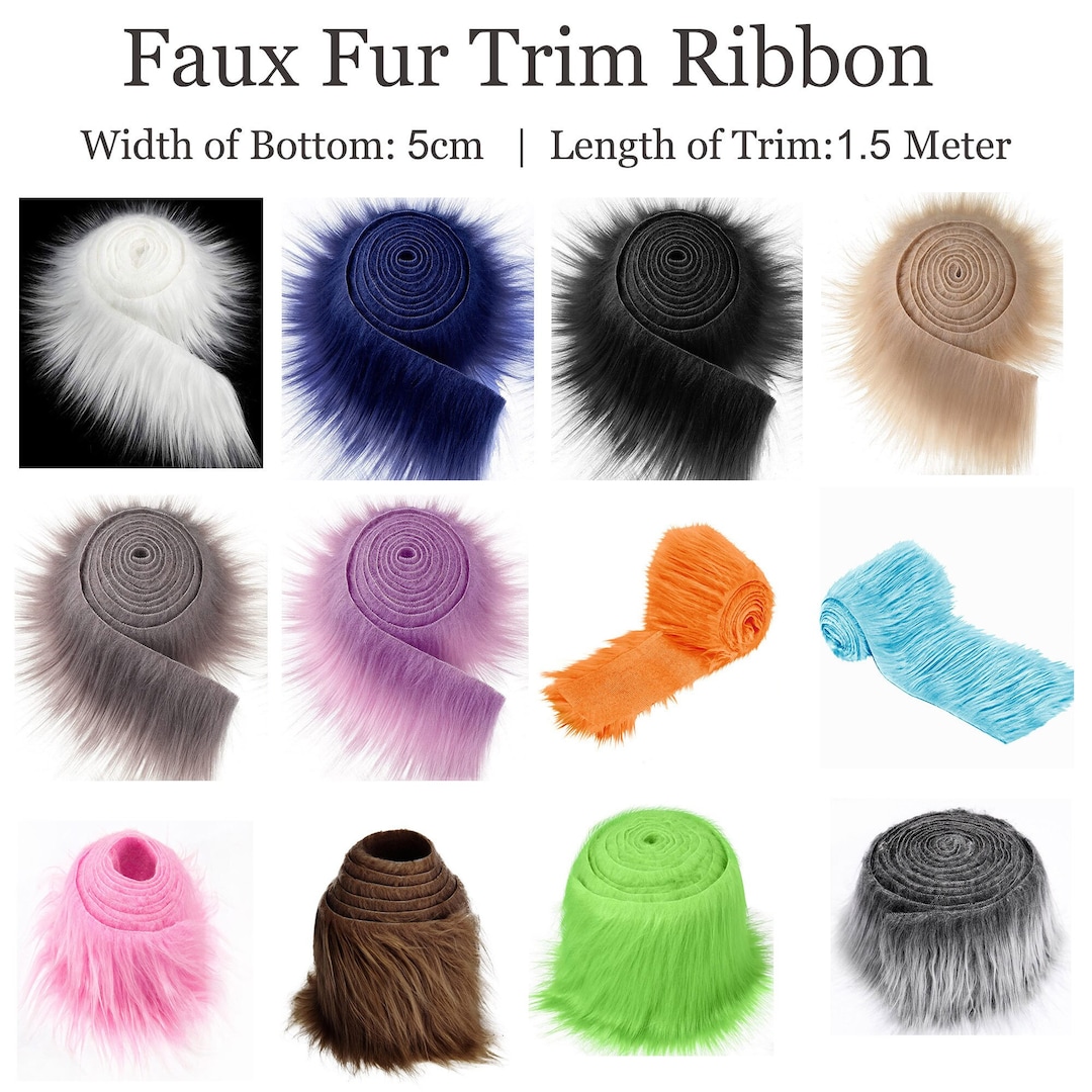 Decorative Colorful Faux Fur Trim Ribbon,2 Fluffy Faux Shaggy Fur ...