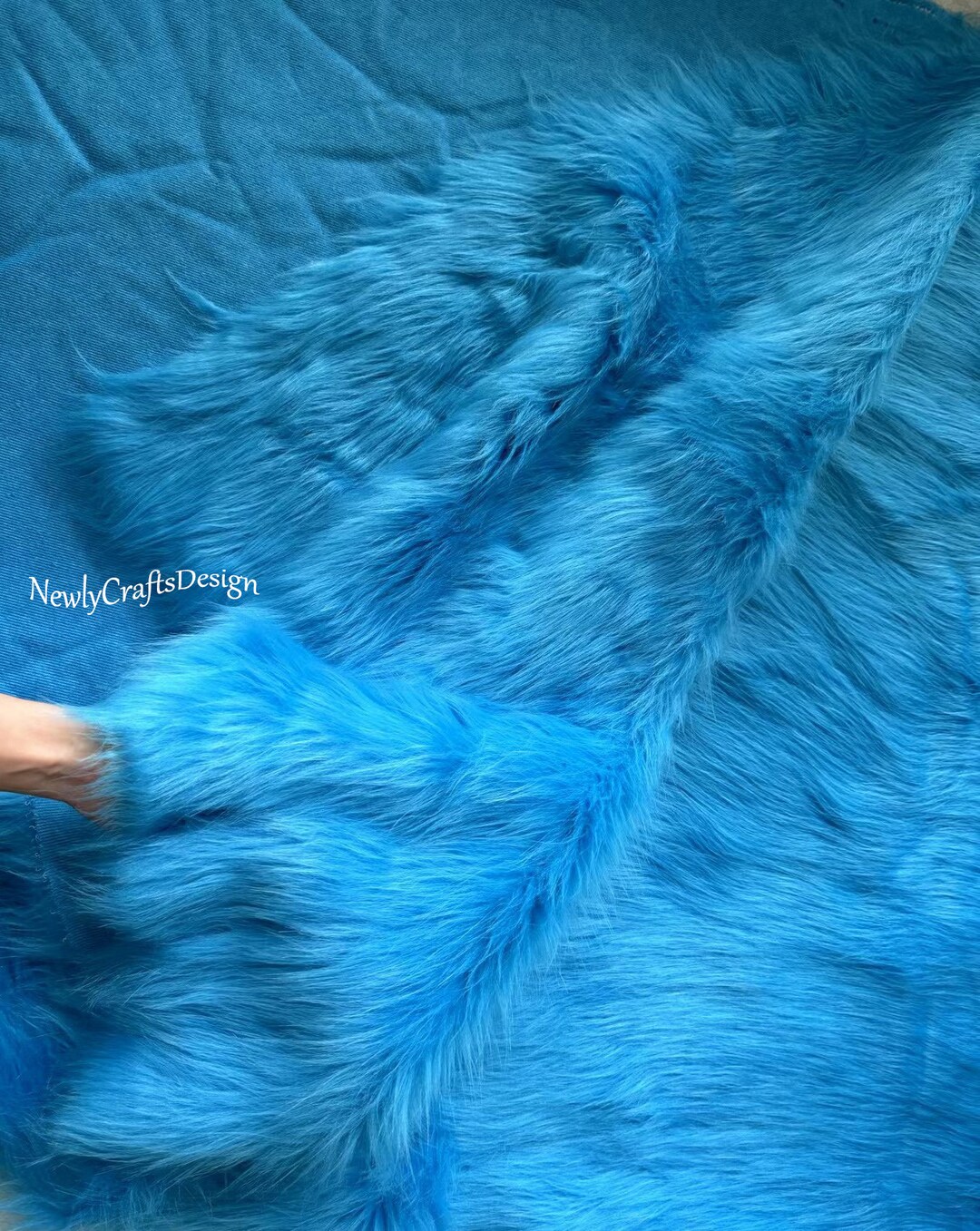 Aqua Blue Luxury Shag Fur,soft Long Pile Fur,fluffy Faux Fur Fabric for ...