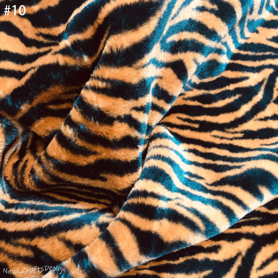 Tiger Stripe Fabric,thick Rabbit Fur,short Pile Orange Black Animal ...