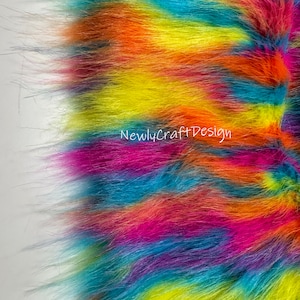 Rainbow Shaggy Fur,colorful Wavy Faux Fur Fabric,stripe Long Pile Fur ...