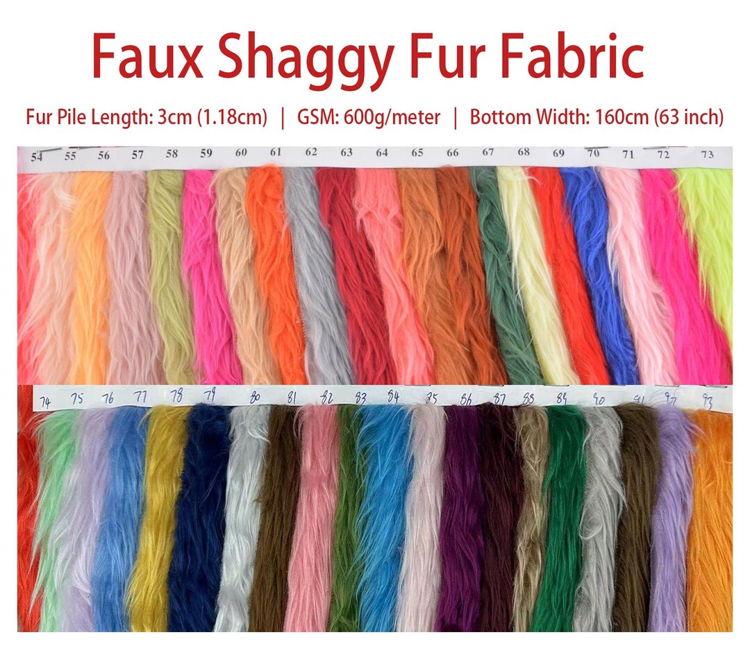 Shaggy Faux Fur Fabric, Furry Long Pile Fur, Fake Fur Materials for DIY ...