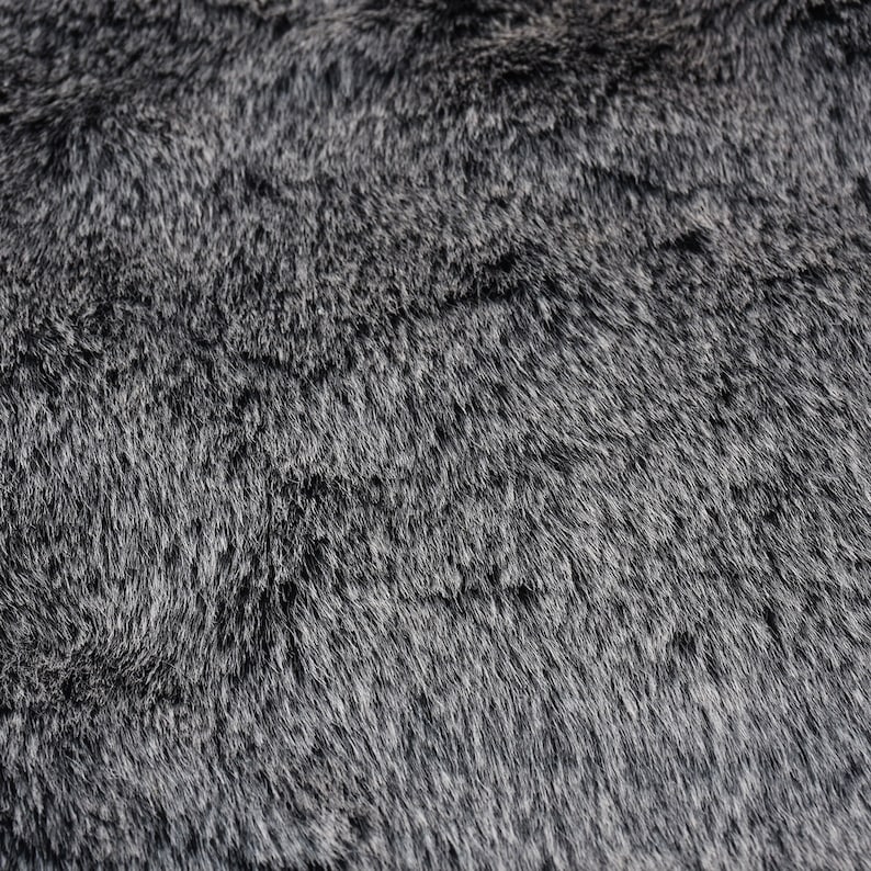 Furry Faux Fur Fabric,black Long Pile Rabbit Fur With White Tips,fun ...