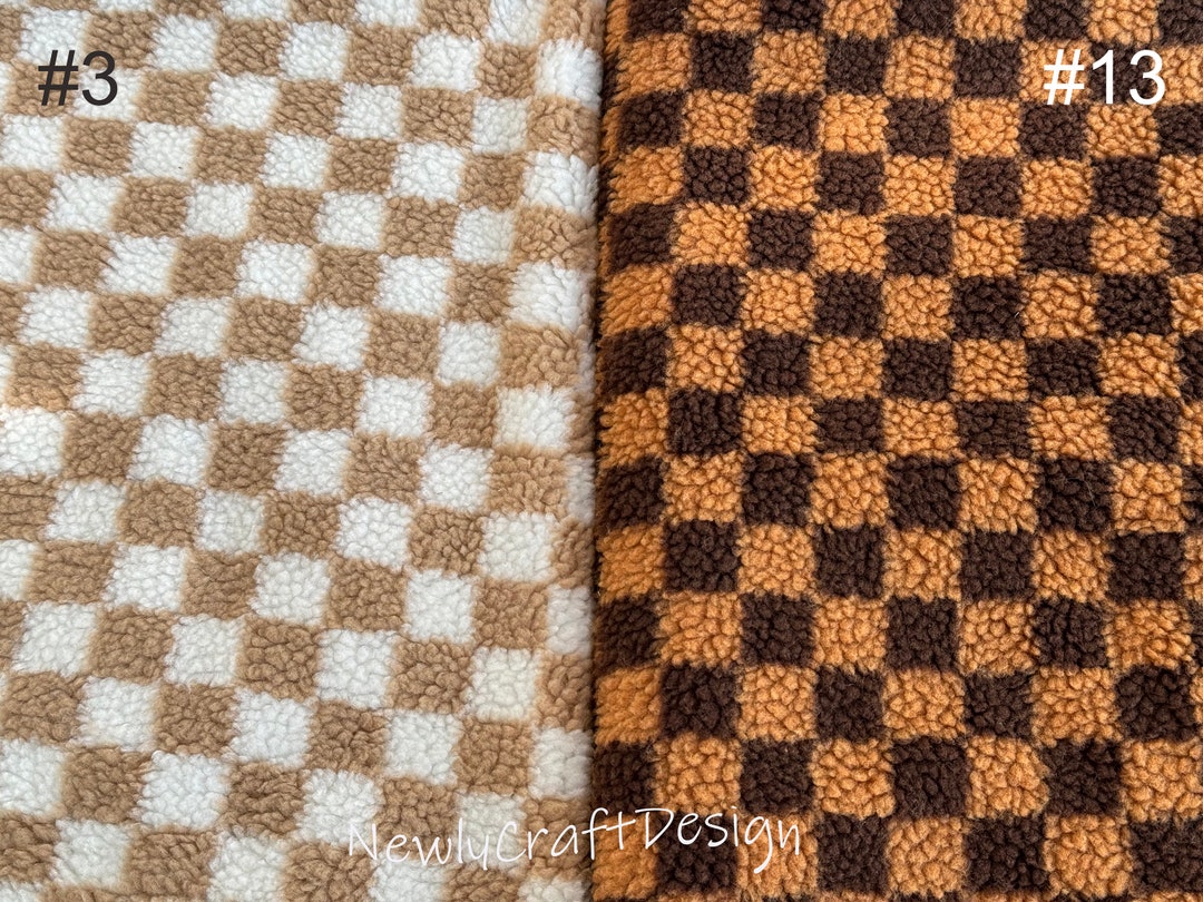 Colorful Checkerboard Sherpa Fabric, Checkered Print Fleece Fabric for ...