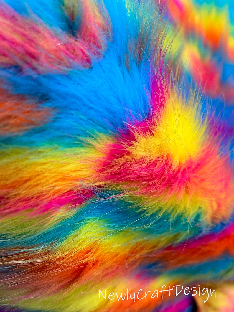 Rainbow Shaggy Fur,colorful Wavy Faux Fur Fabric,stripe Long Pile Fur ...