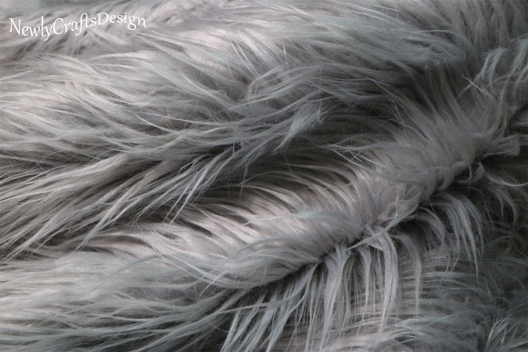 Smoke Gray Faux Shaggy Fur Fabric, Furry Long Pile Fur for Fursuit ...