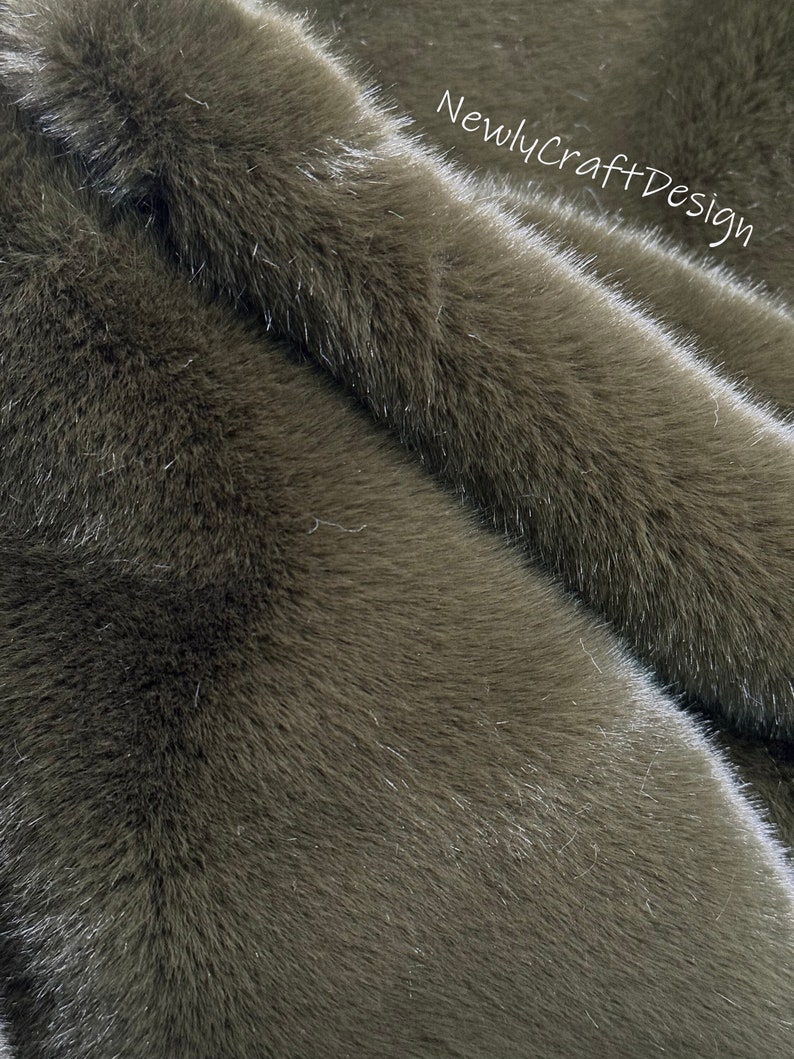 Olive Green Bunny Faux Fur Thick Minky Fabric, Ultra Soft Rabbit Fur ...